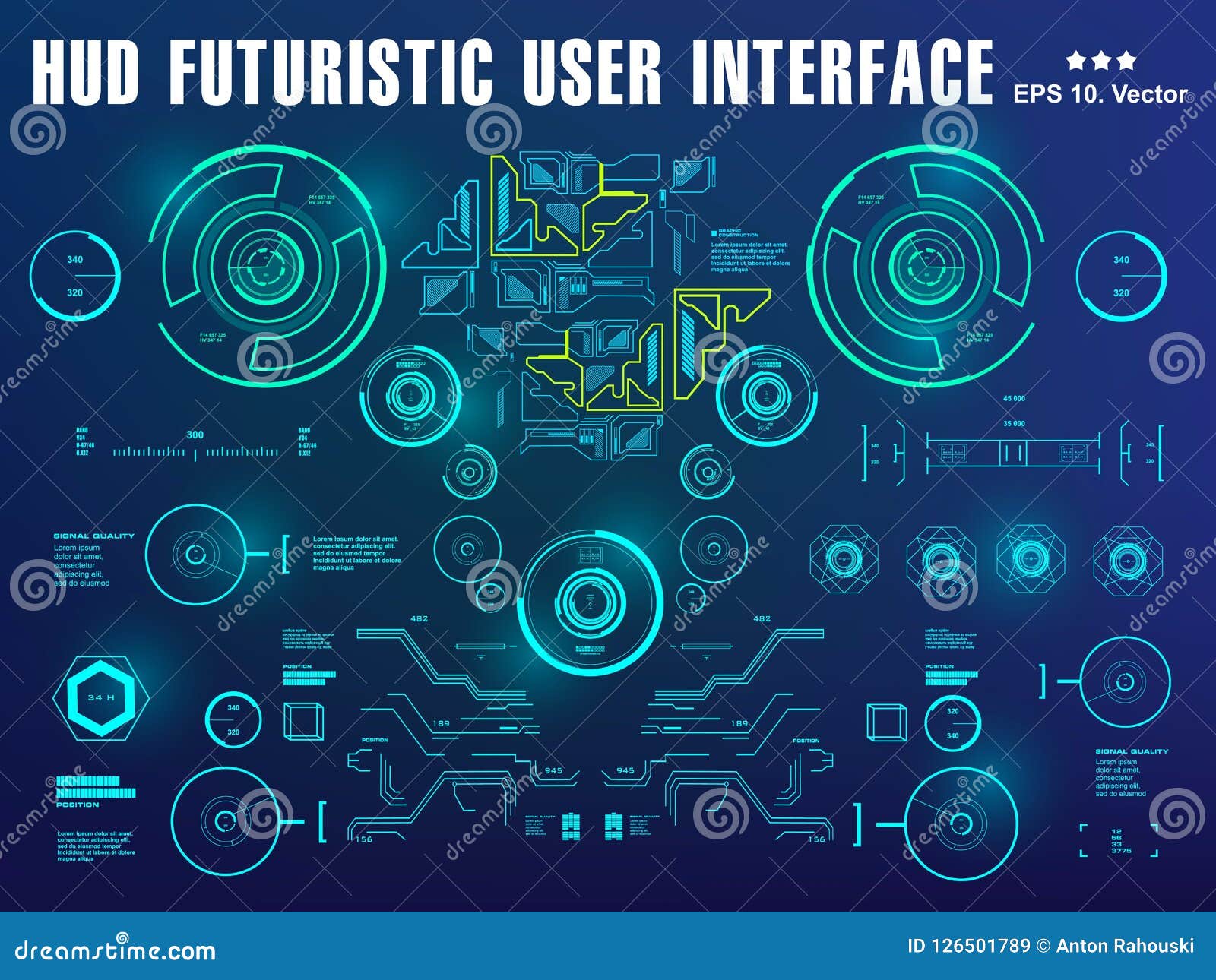 Hud Blue Interface Dashboard, Virtual Reality Interface, Futuristic ...