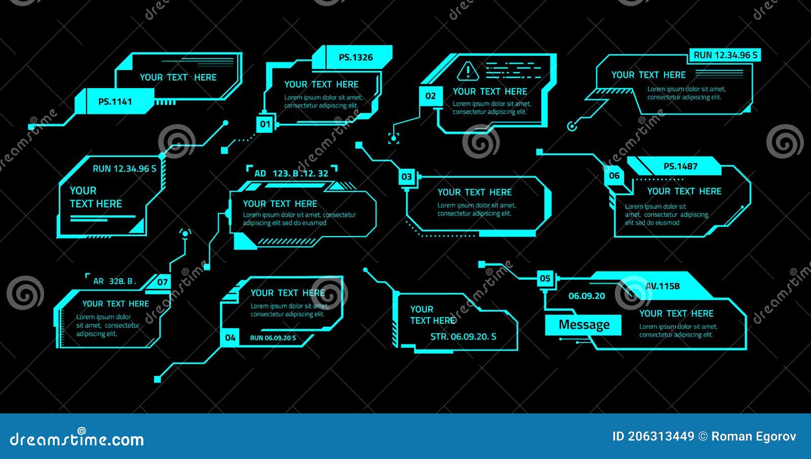 Hud Callout. Call Box Message Layout with Text Template, Futuristic ... Hud Callout. Call Box Message Layout with Text Template, Futuristic ...