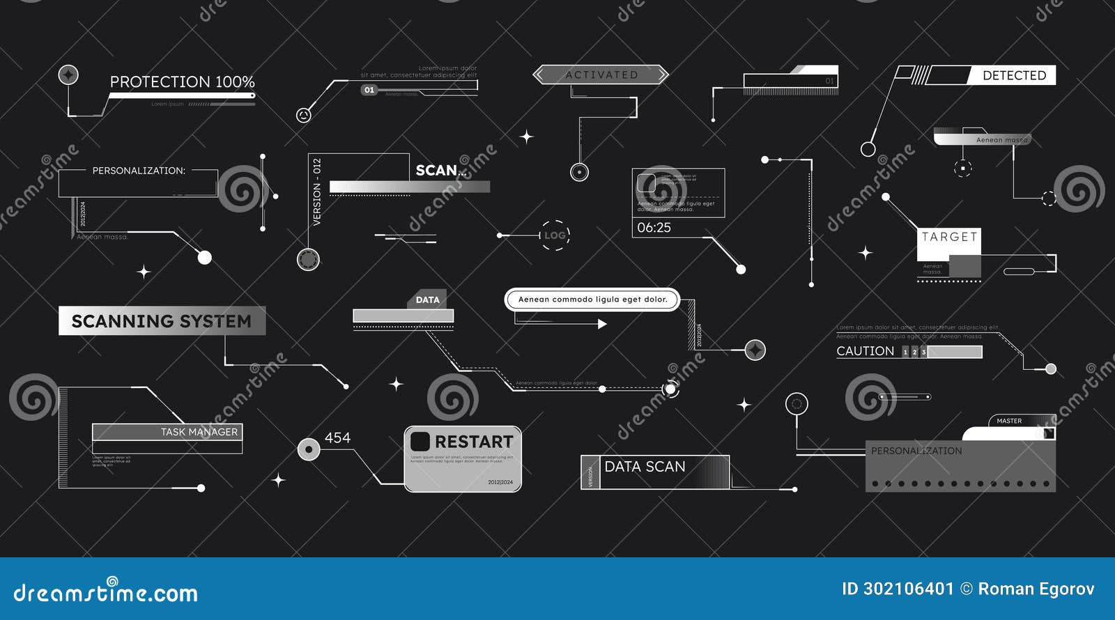HUD Callouts. Digital Tech Icons for Technology Call or Text Sport Box ...