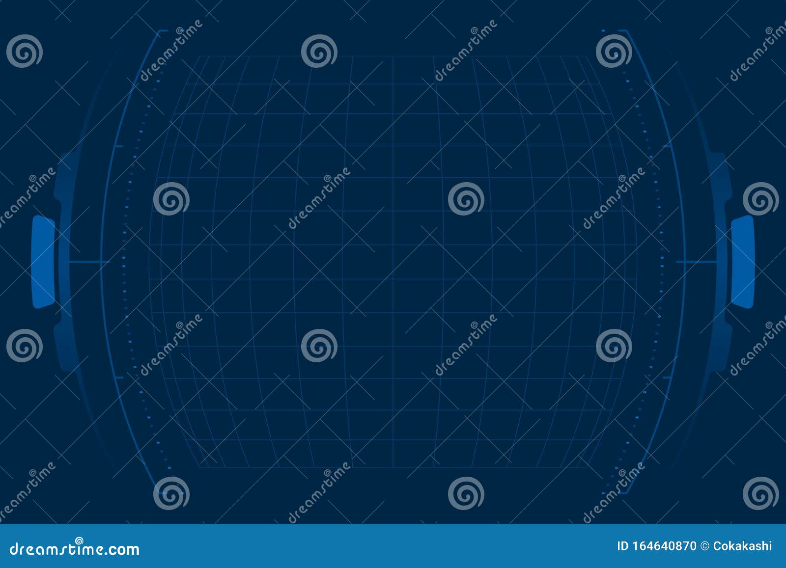 HUD Center Sphere Grid Dashboard Display on Blue Background. Stock ...