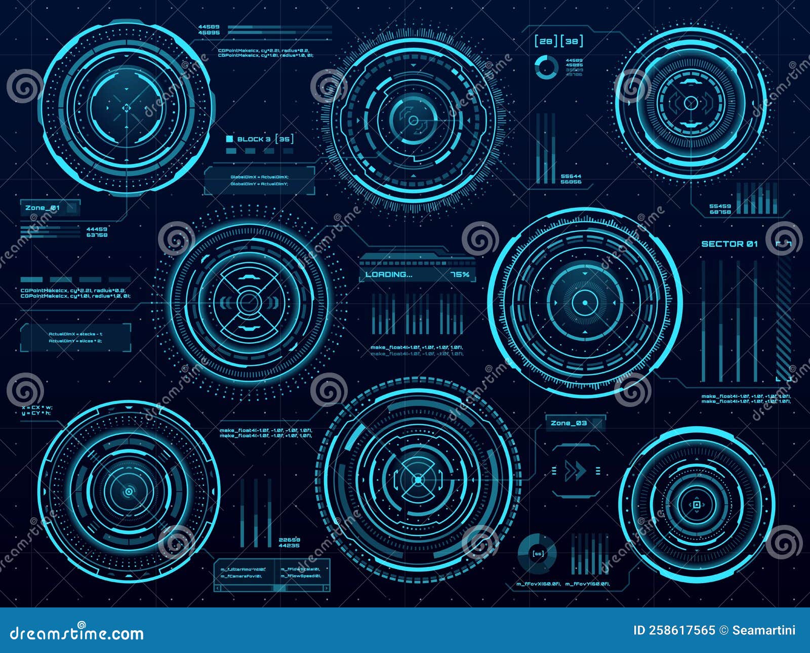 HUD Circle Data Infographic, Data Screen Dashboard Stock Vector ...