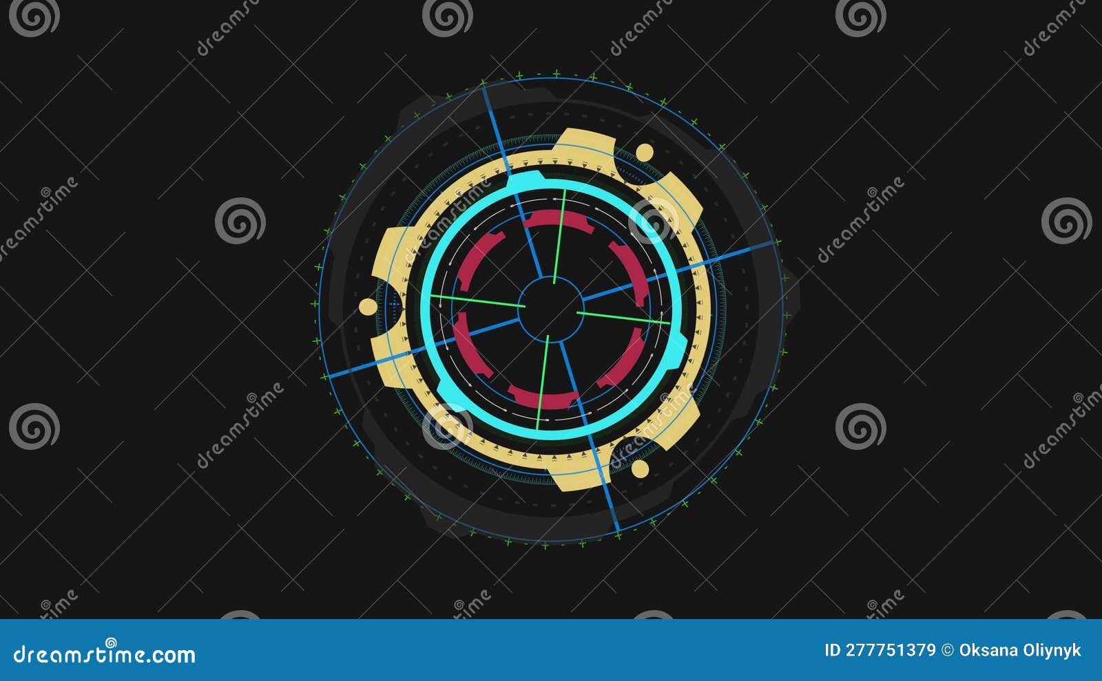 HUD Circle Interfaces, Futuristic Display, Loading Target, Intro. 3D Animation Stock ...