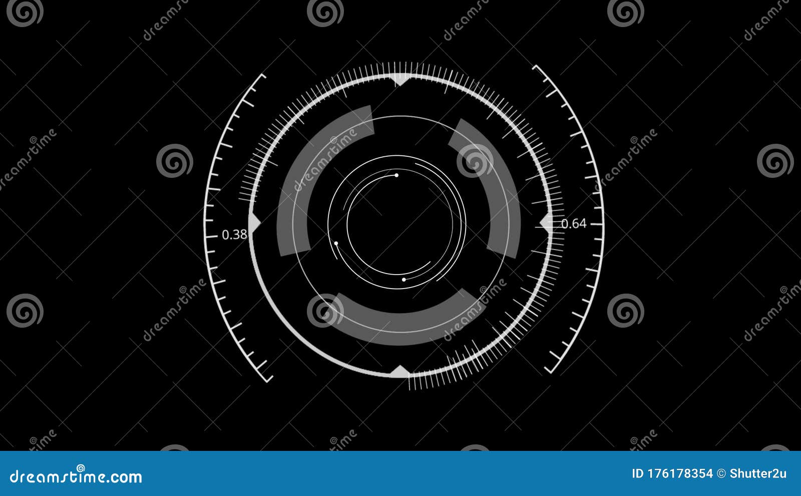 HUD Circle User Interface on Isolated Black Background. Target ...