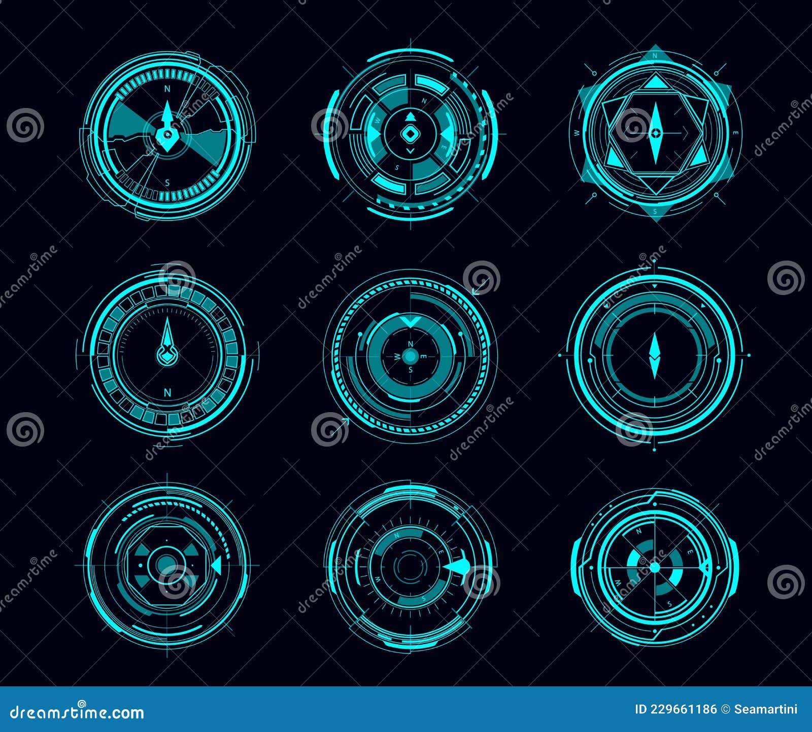 HUD Compass, Aim Control, Futuristic Interface Stock Illustration ...