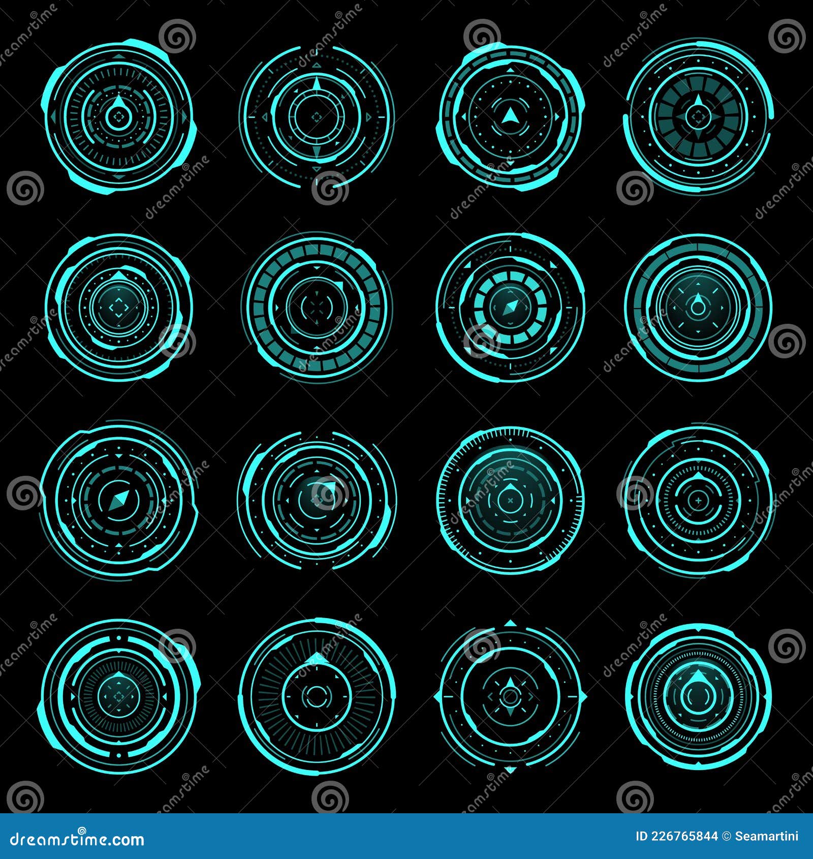 HUD Compass, Aim Control Panel or Navigation. Stock Vector ...