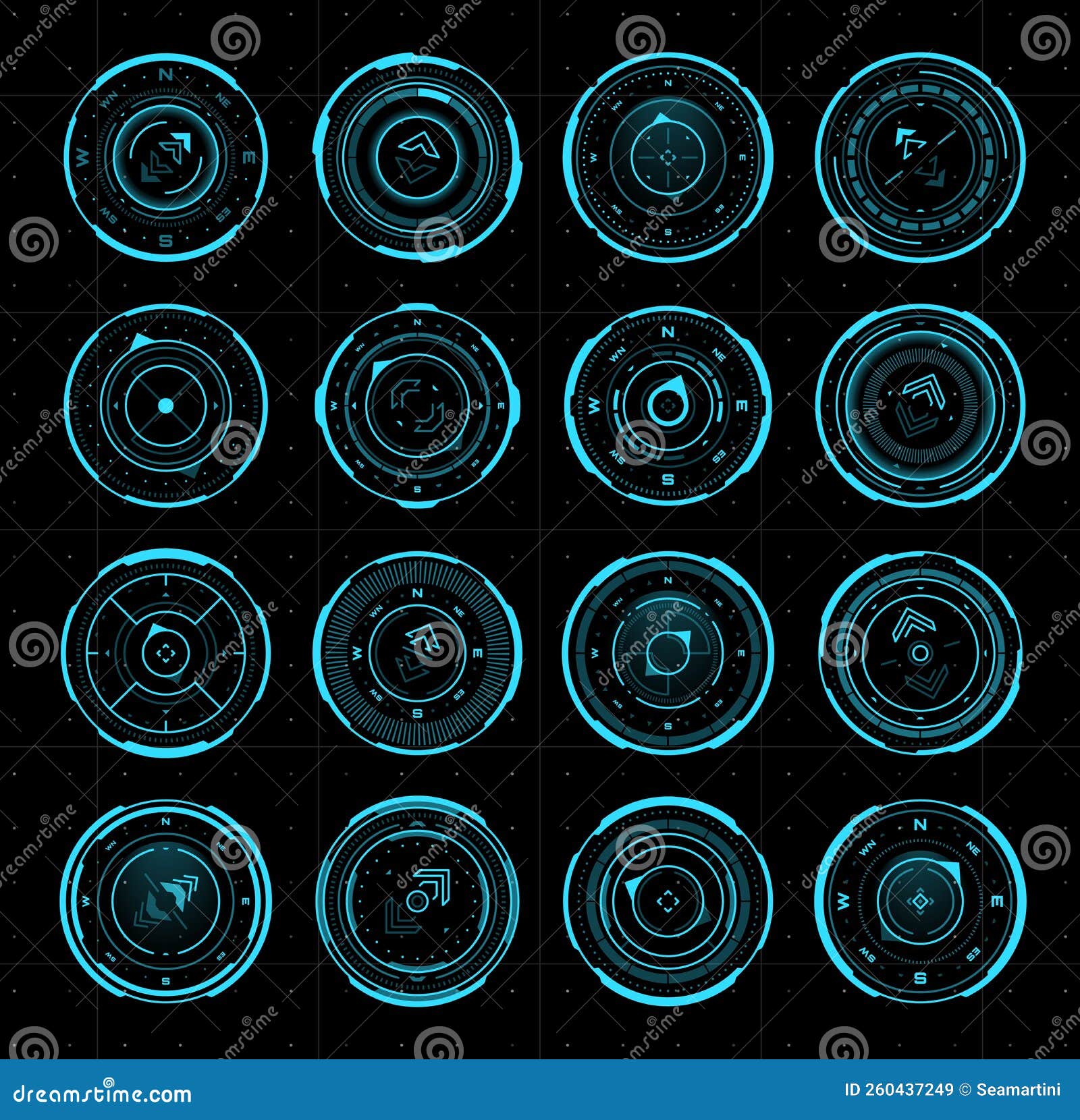 Hud Compass, Aim Control Target Interface Panel Stock Illustration ...