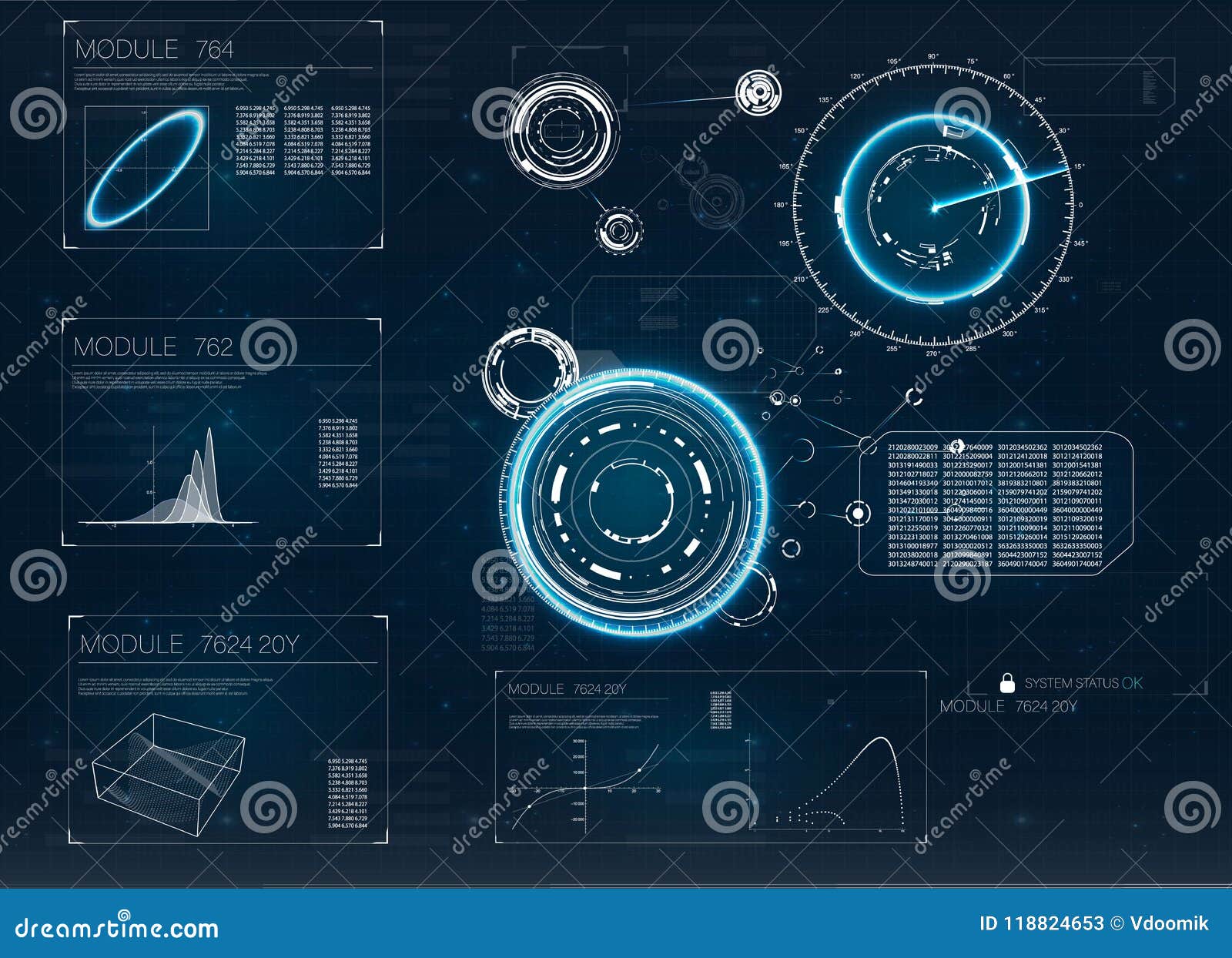 Hud for Computer Game Design. Digital Radar Screen. Future Technology ...