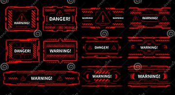 HUD Danger and Alert Attention Red Interface Signs Stock Vector ...