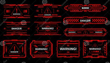 HUD Danger and Alert Attention Red Interface Signs Stock Vector ...