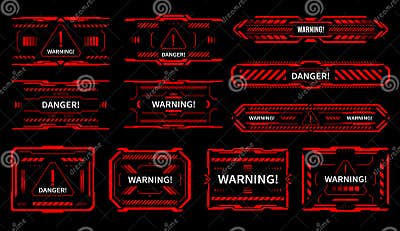 HUD Danger and Alert Attention Red Interface Signs Stock Vector ...