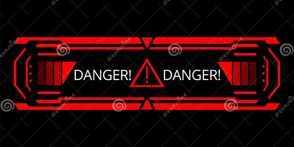Hud Danger Alert. Attention Vector Red Interface Sign, Warning or ...