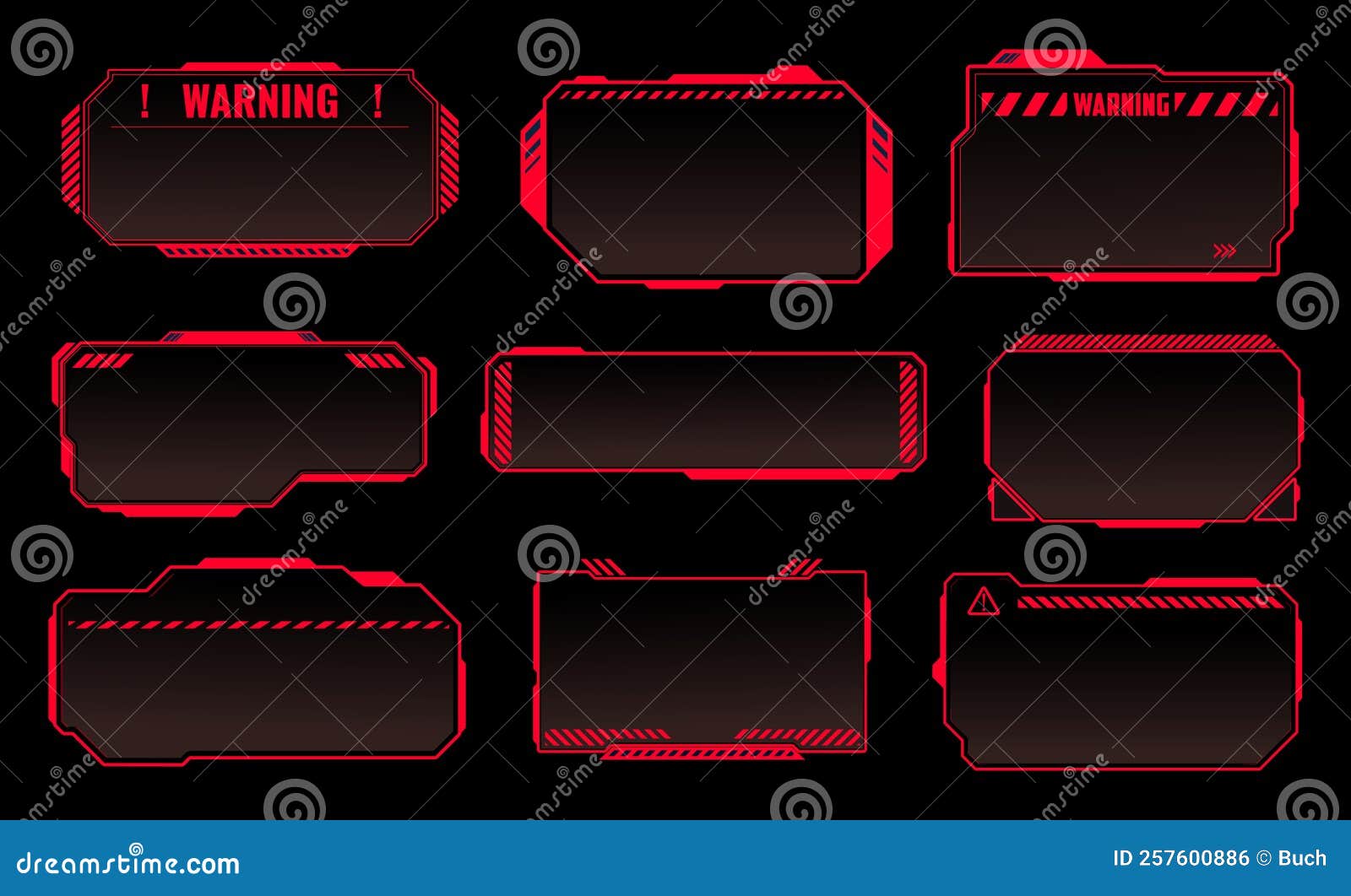 HUD Danger, Warning, Alert Attention Frames, Signs Stock Vector ...