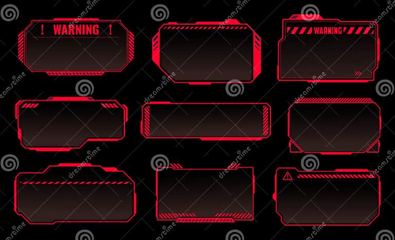 HUD Danger, Warning, Alert Attention Frames, Signs Stock Vector ...