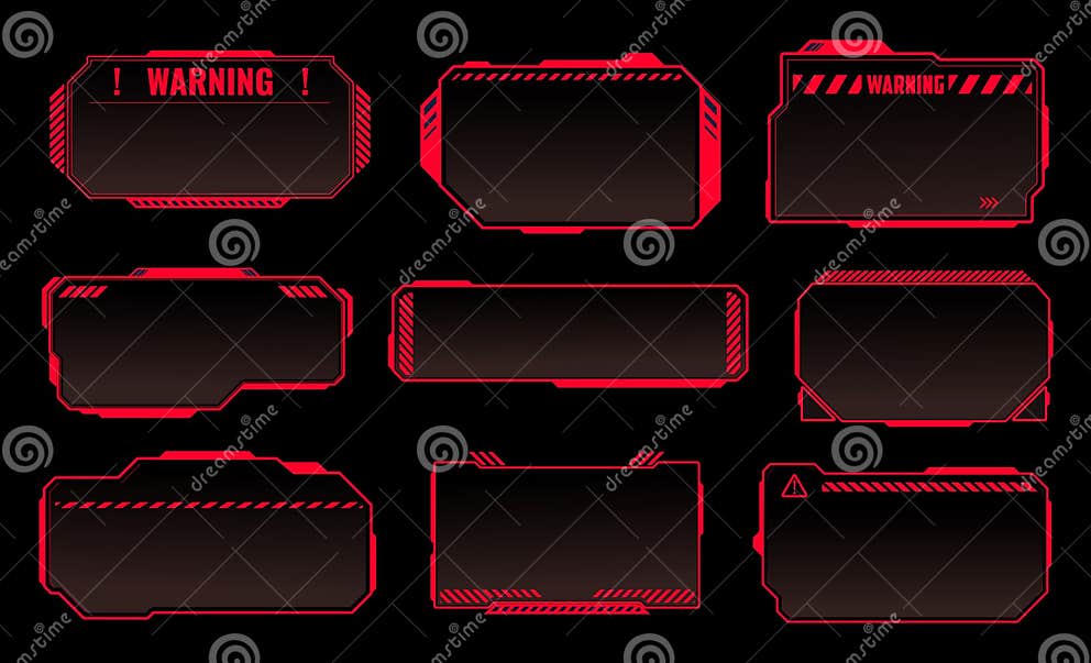 HUD Danger, Warning, Alert Attention Frames, Signs Stock Vector ...