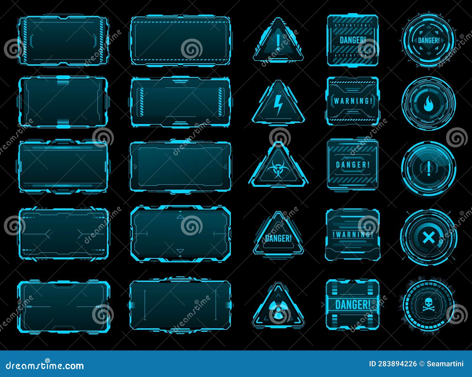 HUD Danger and Warning Interface Frames of Alert Stock Illustration ...