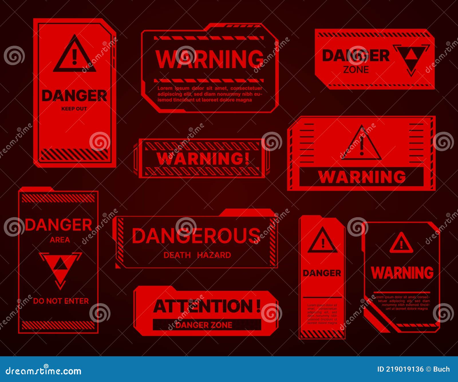 HUD Danger Zone, Warning and Alert Attention Signs Stock Vector ... HUD Danger Zone, Warning and Alert Attention Signs Stock Vector ...
