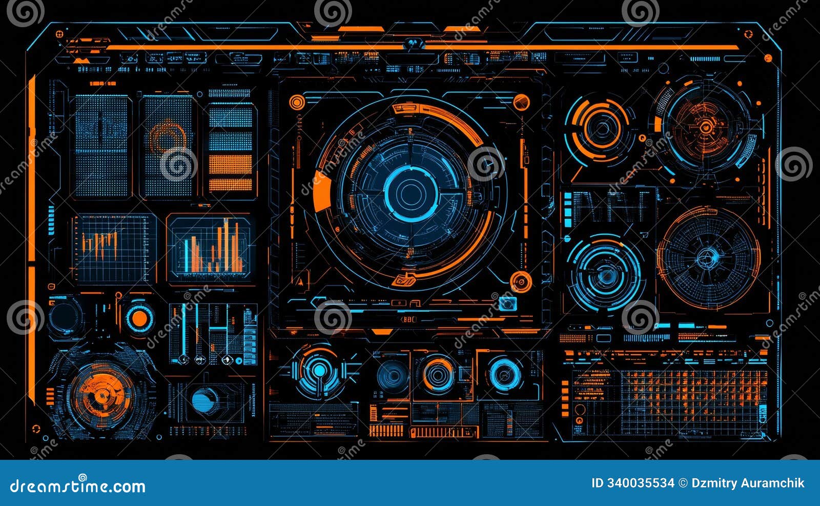 HUD Dashboard Display with Statistics, Data, and Information for VR and ...