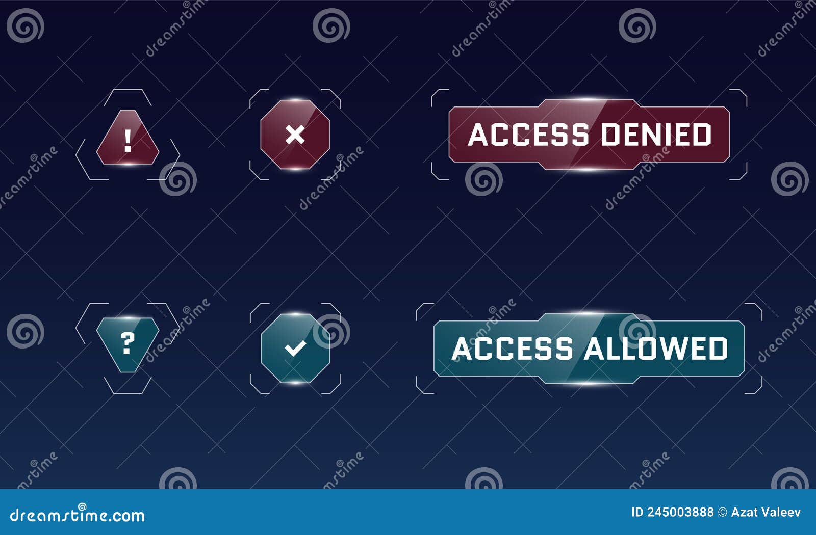 HUD Digital Futuristic User Interface Access Allowed and Denied Button ...