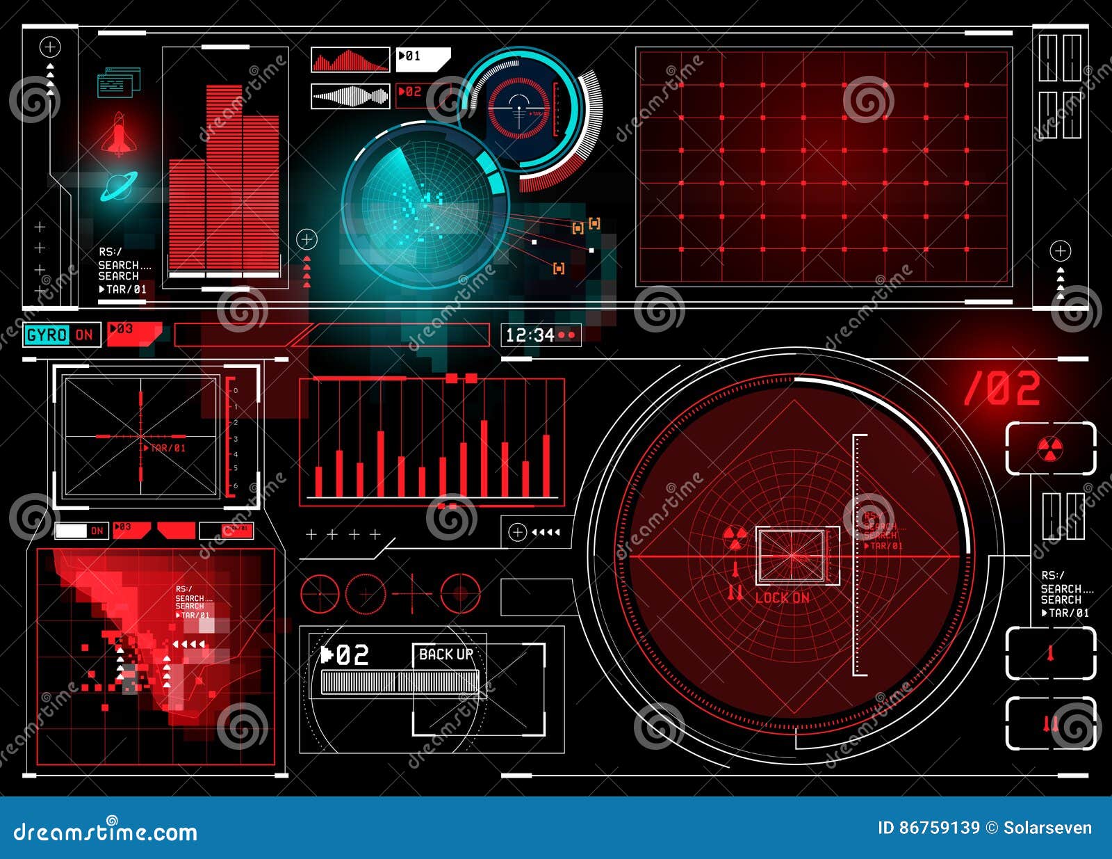 HUD display Elements stock vector. Illustration of crosshair - 86759139