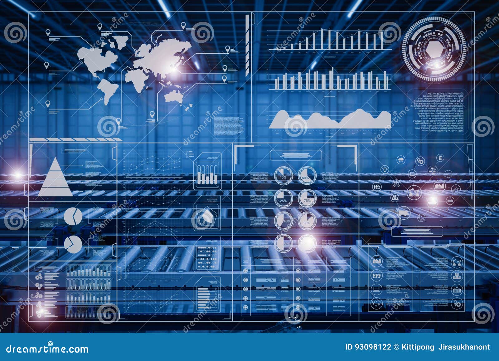 Hud Display with Factory Background Stock Photo - Image of diagram ...