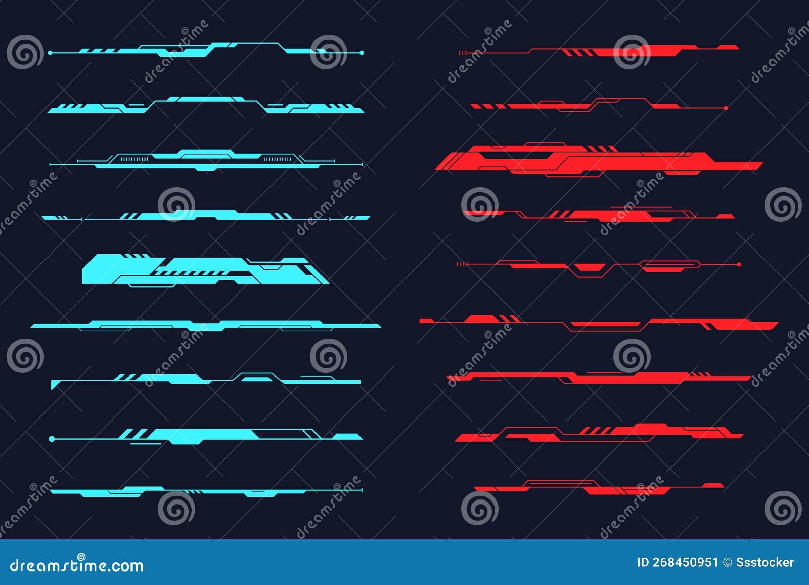 Hud Dividers. Cyber Technology Bars, Techno Divider Elements Gui ...