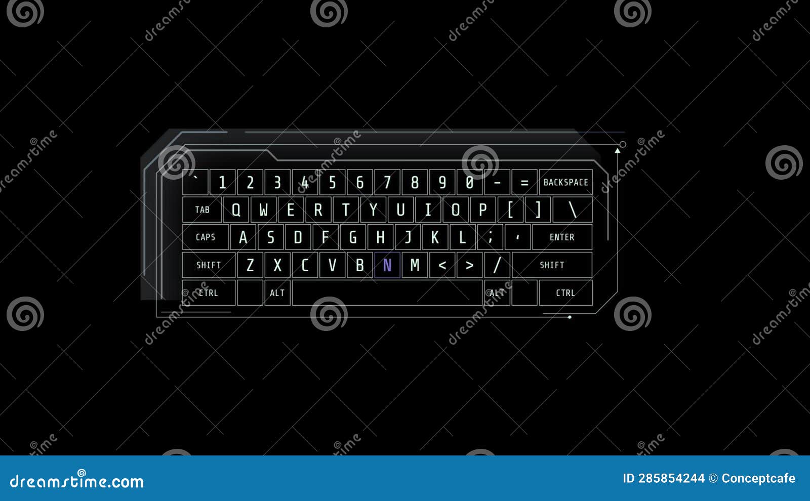 HUD Element - Animation of 3D Virtual Keyboard. Stock Footage - Video ...