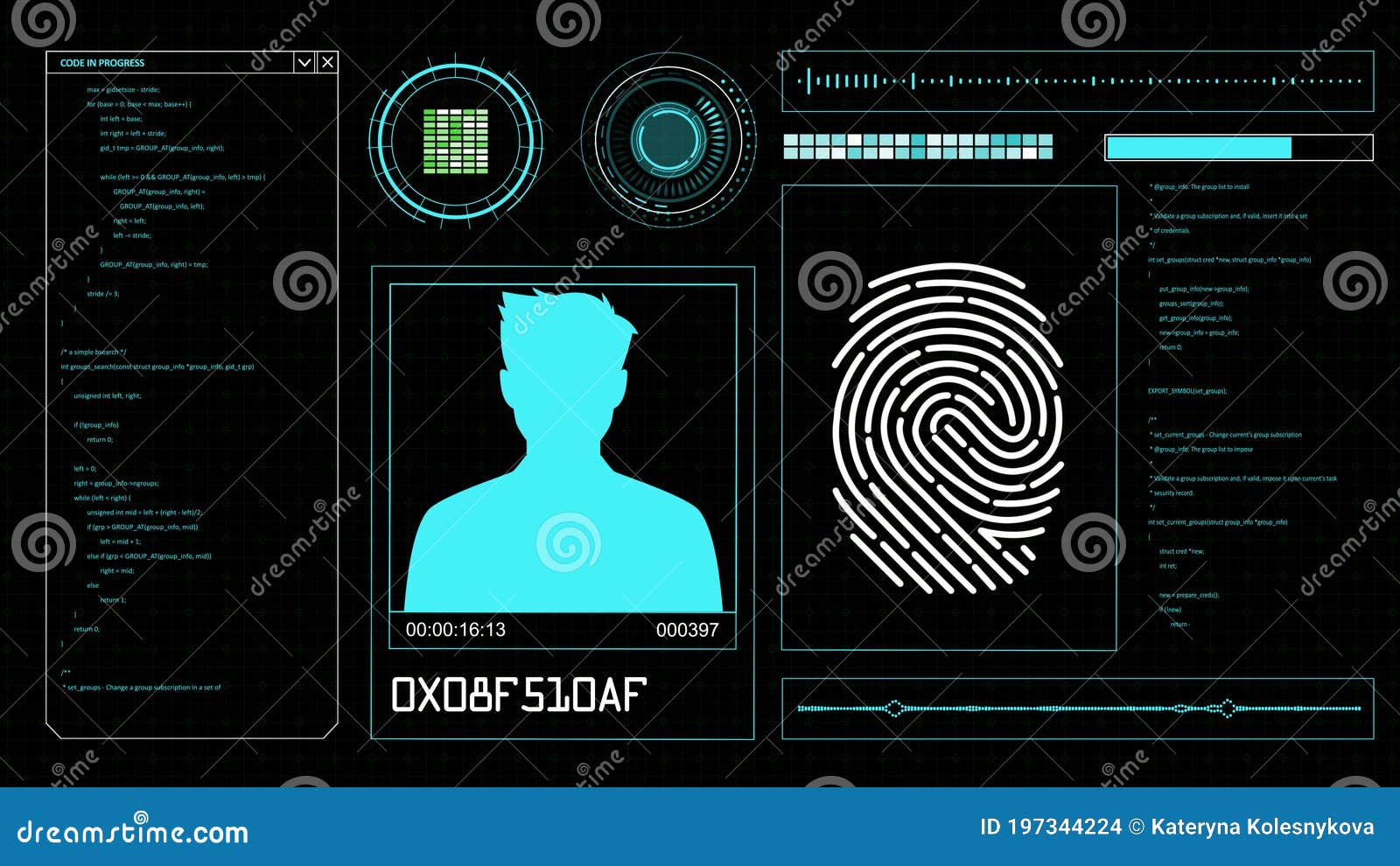 HUD Elements on a Computer Display with People Searching and ...