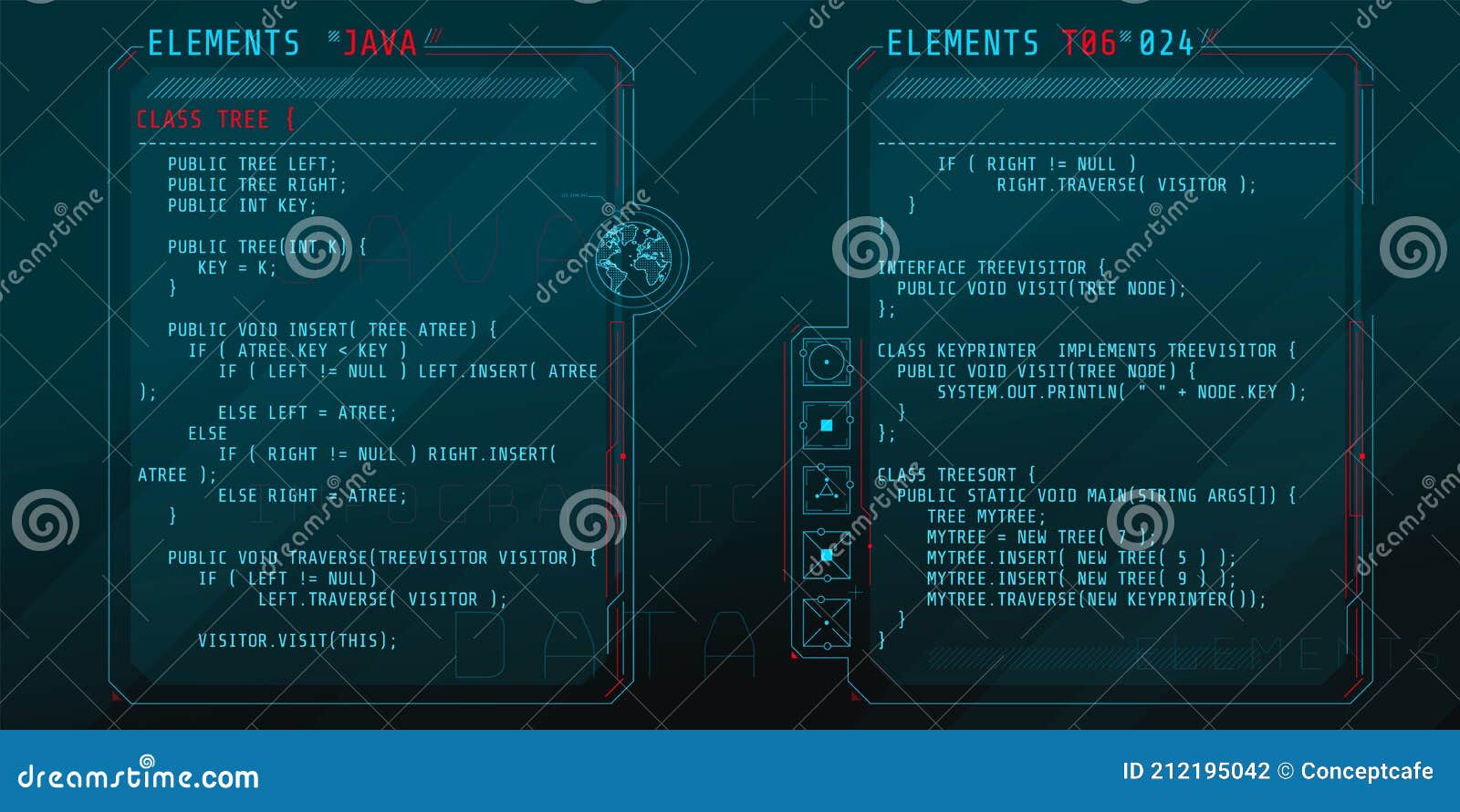 HUD Interface Elements with Part of the Code Java. Stock Vector ...