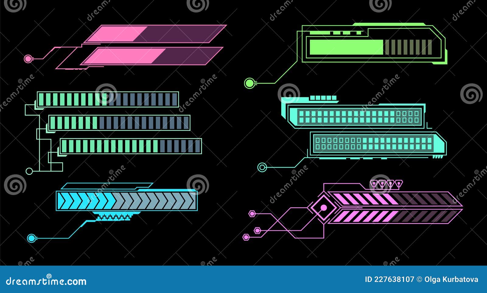 Hud Elements Futuristic. Callout Bar, Modern Digital Info Boxes Layout ...