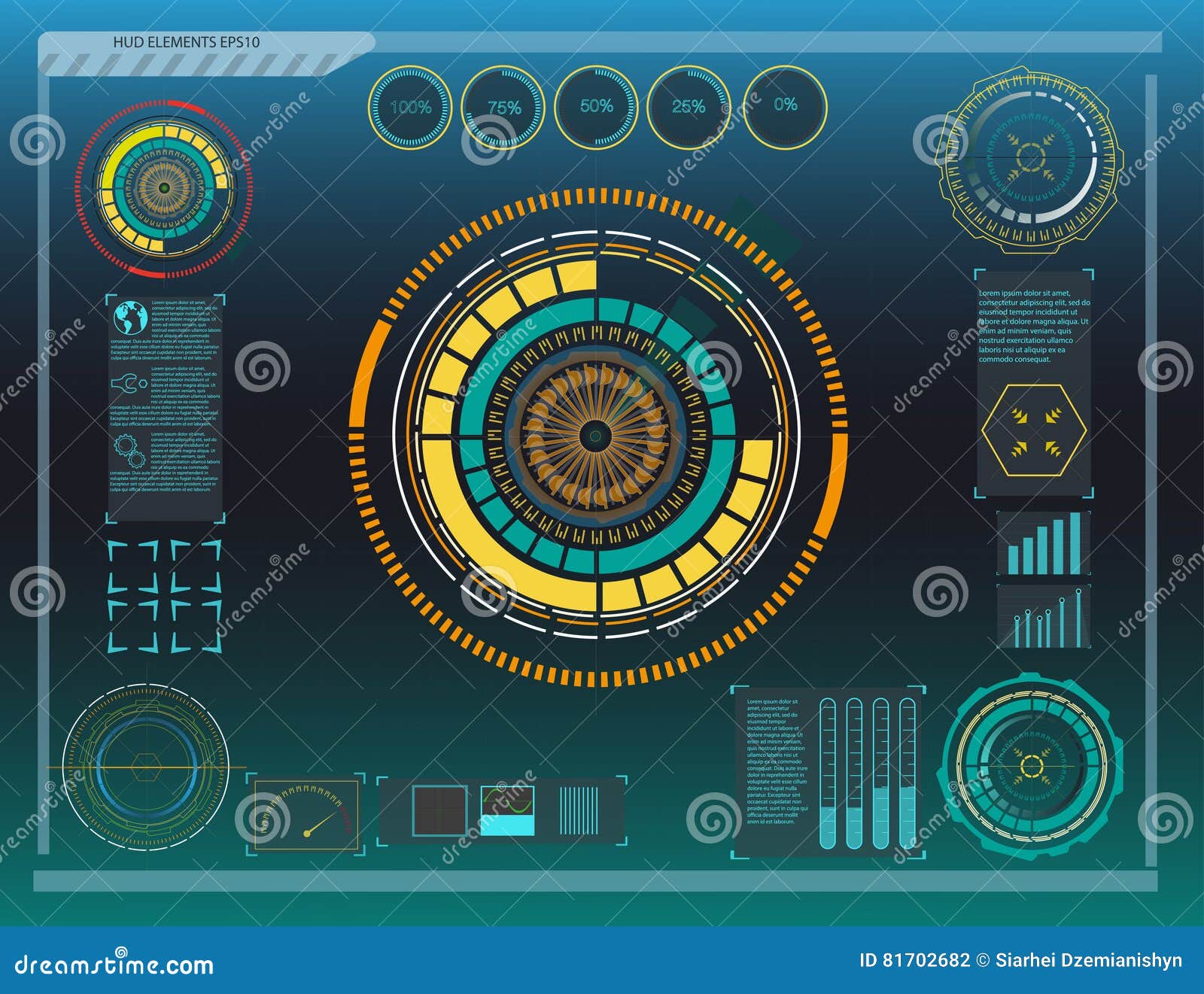 Hud Elements,graph.Vector Illustration.Head-up Display Elements for the Web. Stock Illustration ...