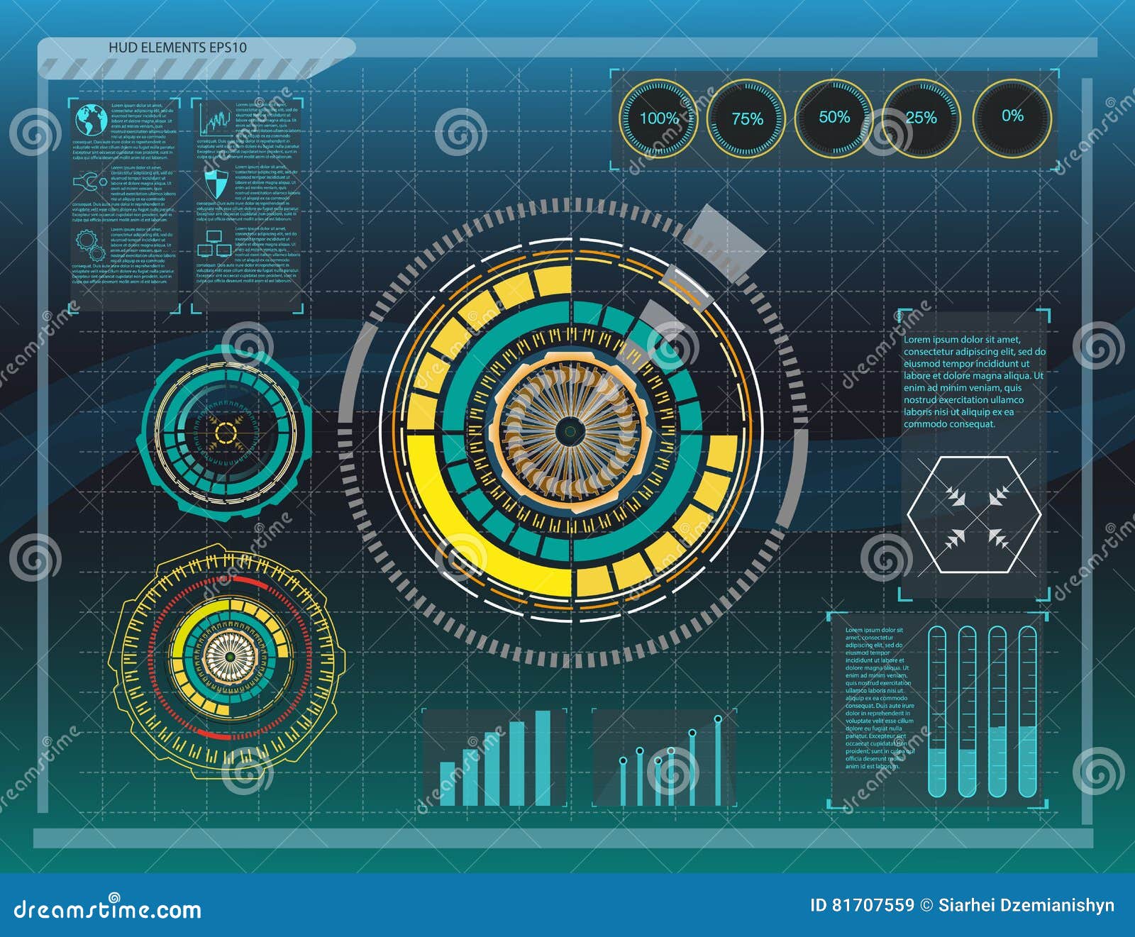 Hud Elements,graph.Vector Illustration.Head-up Display Elements for the ...