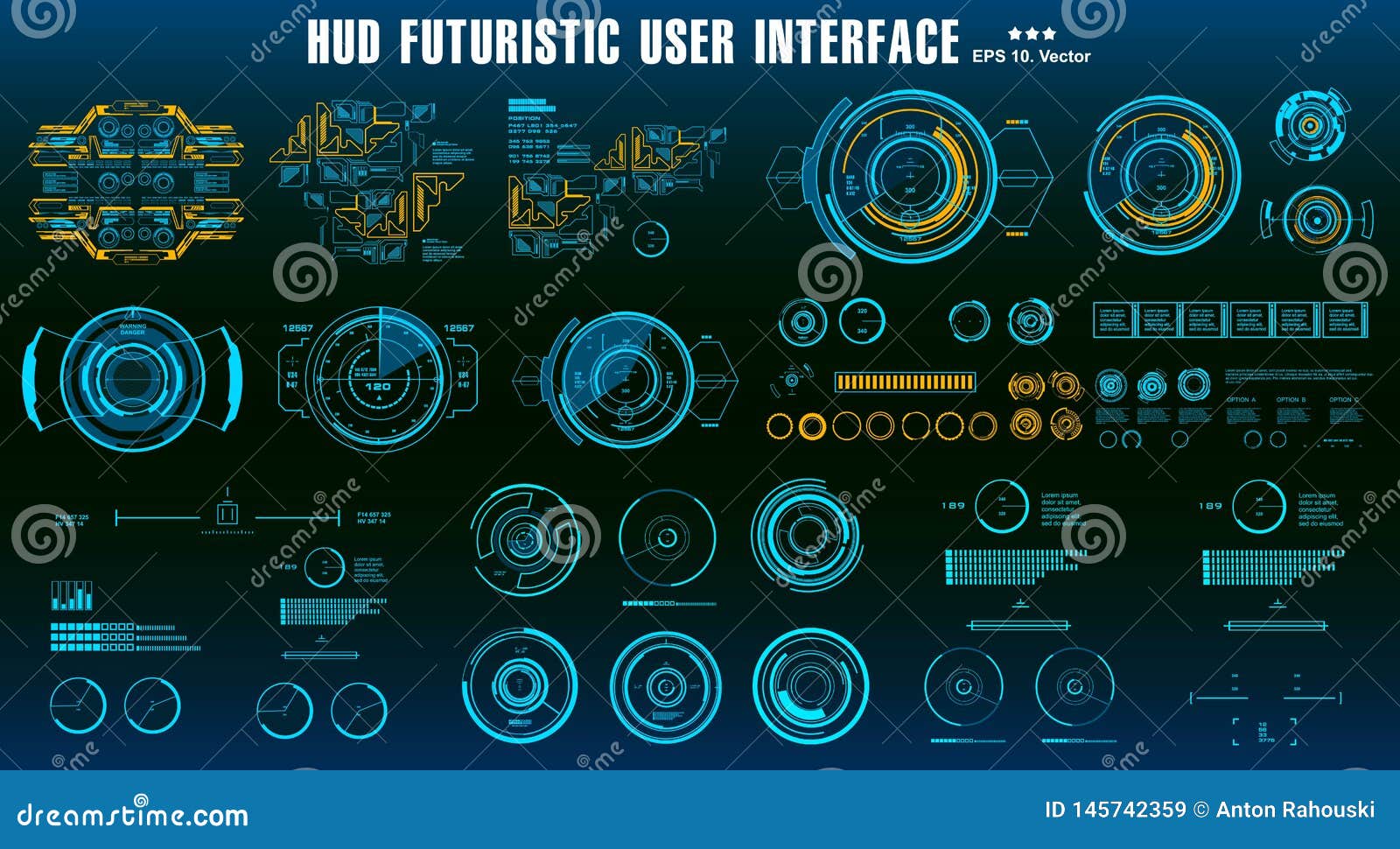 HUD Elements Mega Set Pack. Dashboard Display Virtual Reality ...