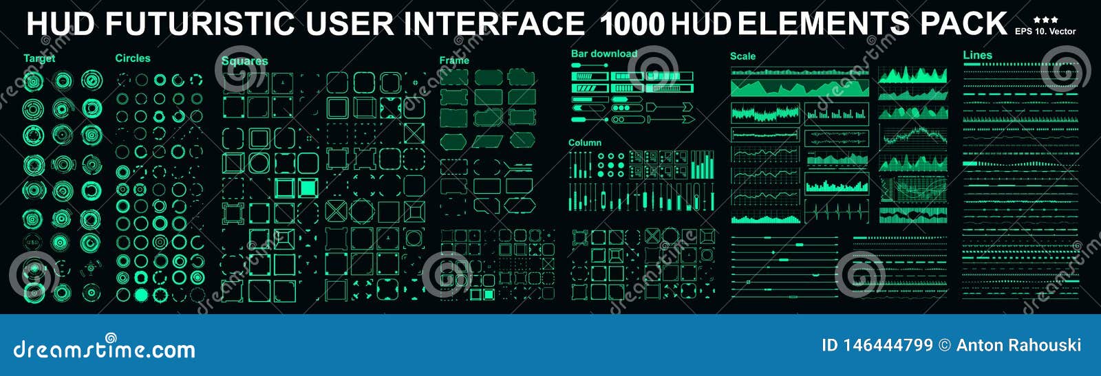 HUD Elements Mega Set Pack. Dashboard Display Virtual Reality Technology Screen. Futuristic User ...