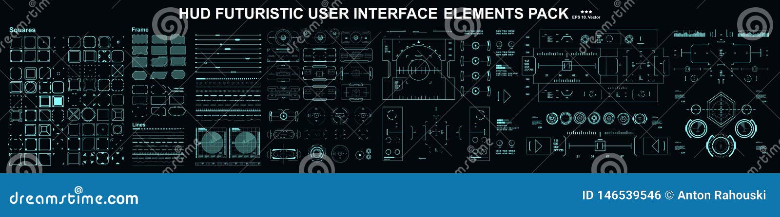 HUD Elements Mega Set Pack. Dashboard Display Virtual Reality ...