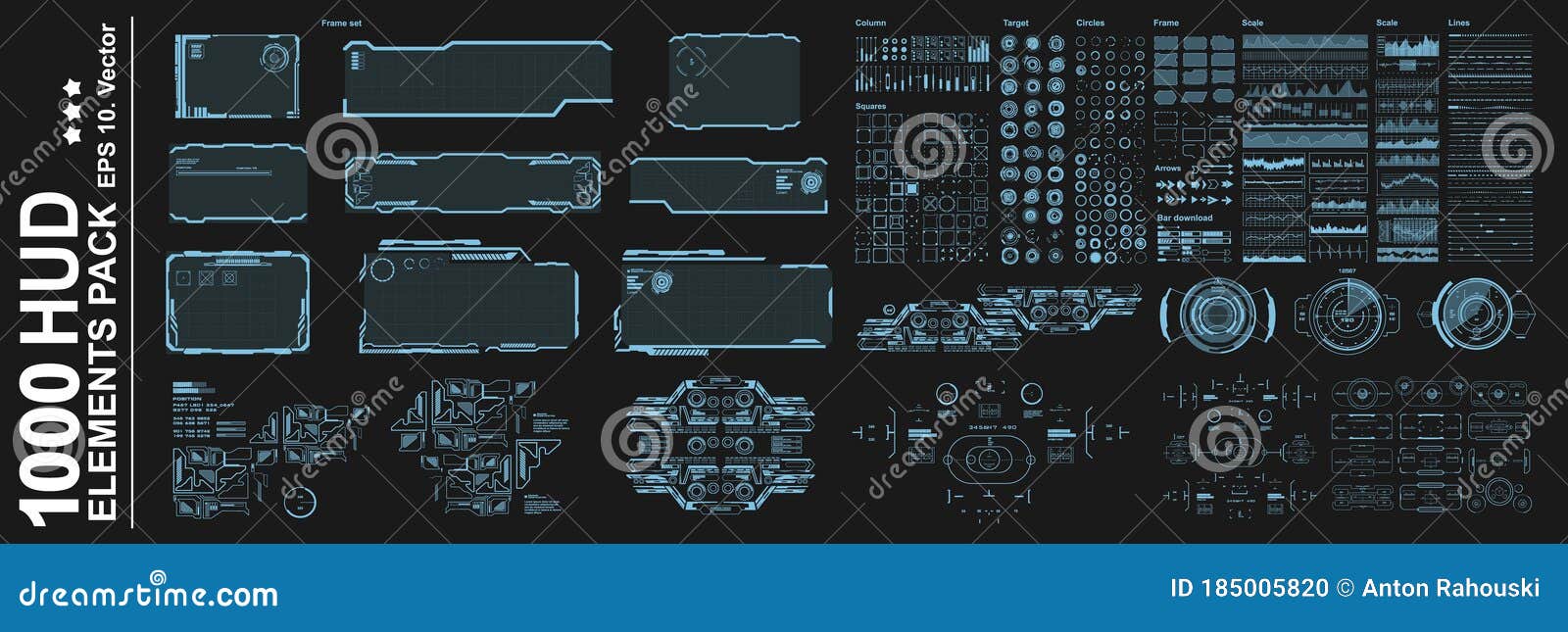 HUD Elements Pack. Big Set Vector Elements for Creating Graphic Touch ...
