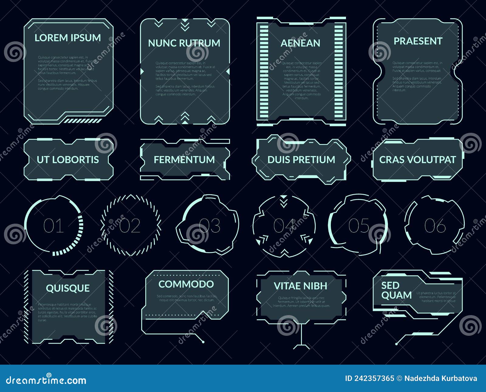 HUD Elements with Text. Digital Futuristic User Interface. Virtual ...