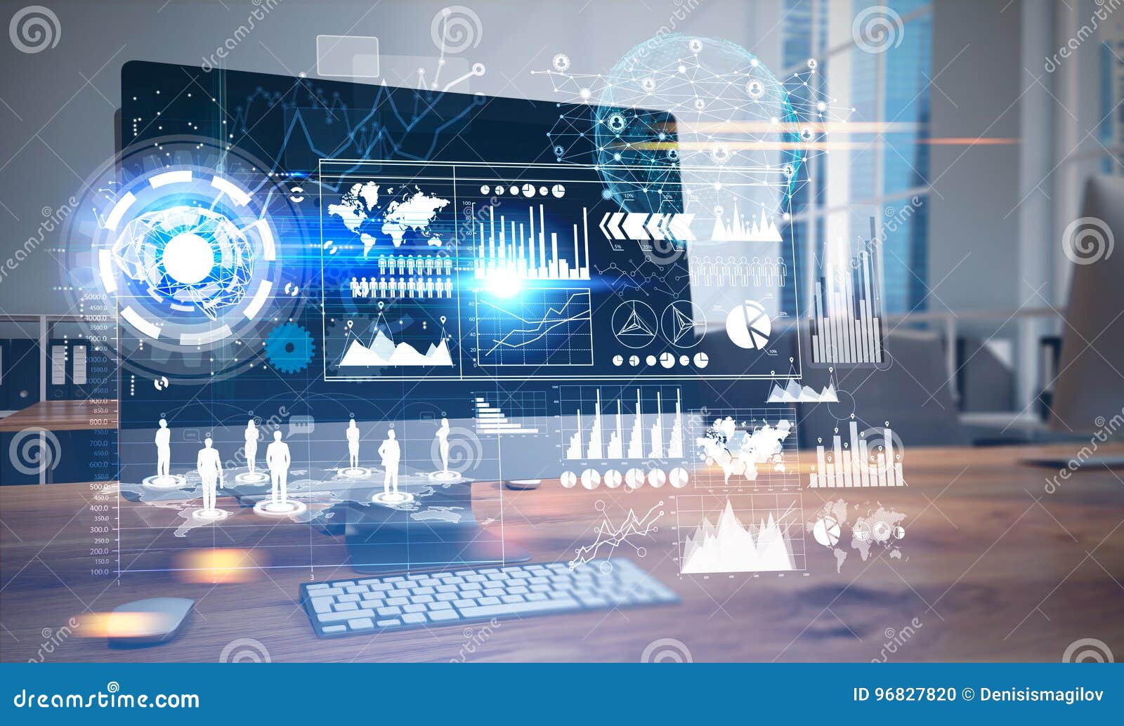 HUD En Diagrammen, Het Computerscherm, Stad Stock Foto - Image of kaart ...