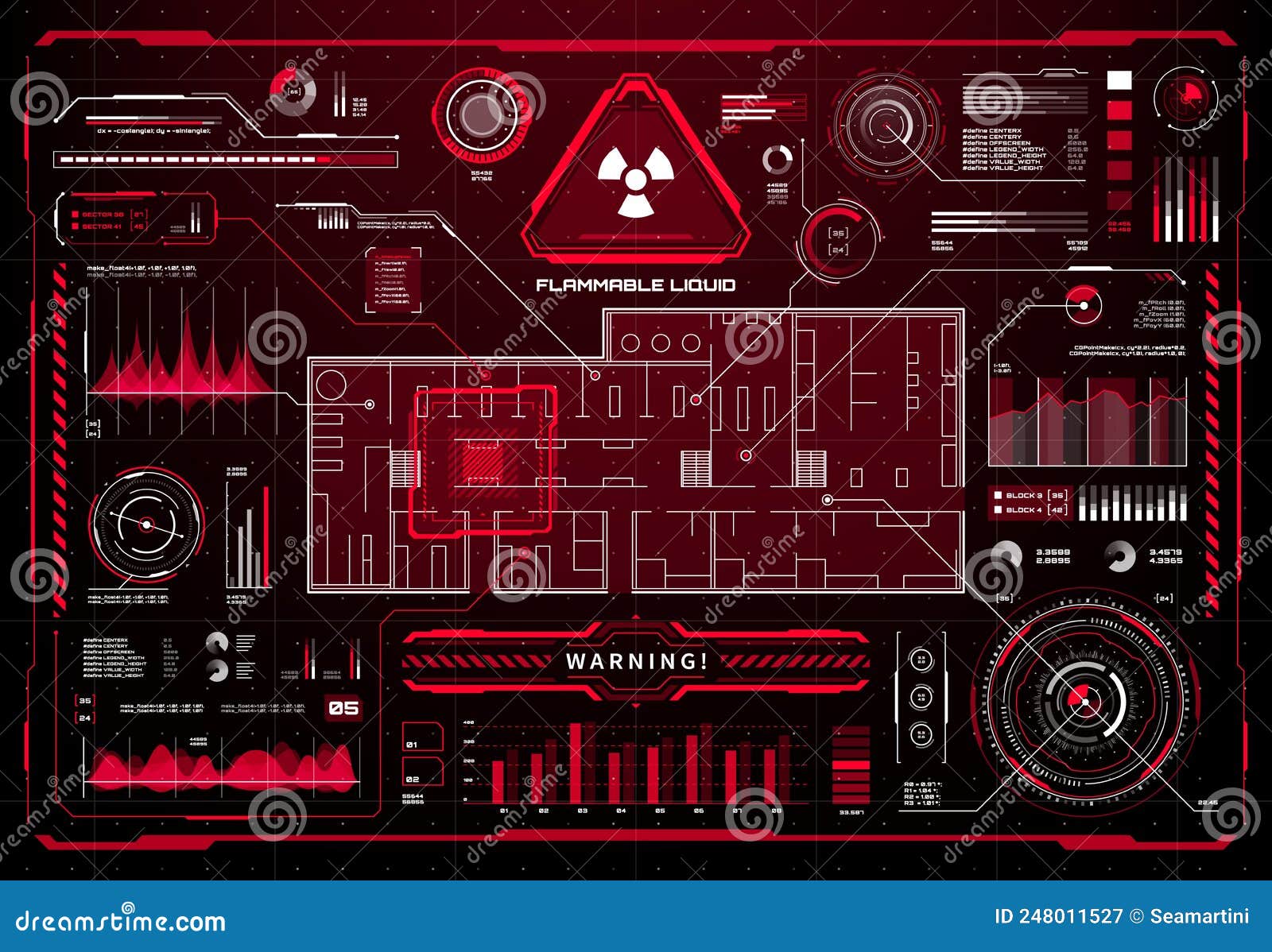 HUD Fire Protection and Safety Display Interface Stock Illustration ...