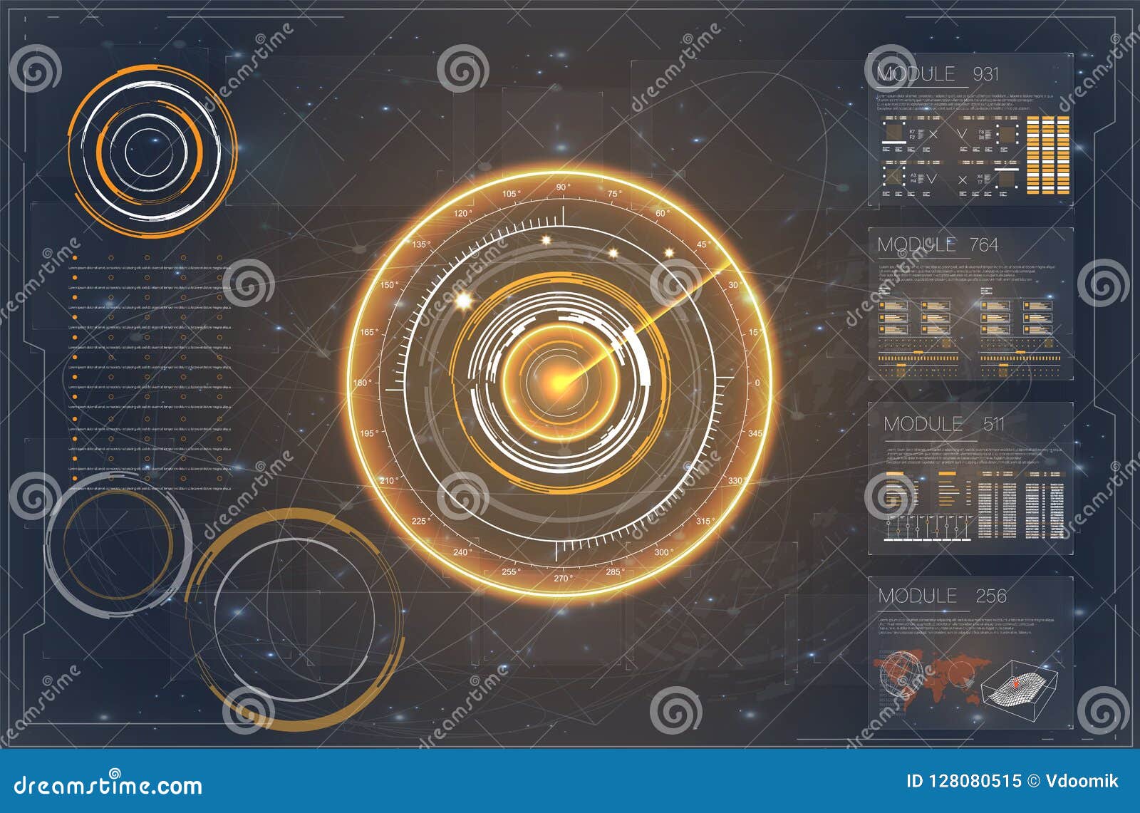 Hud. Flat Set on Blue Backdrop. Futuristic Vector Hud Interface Screen ...