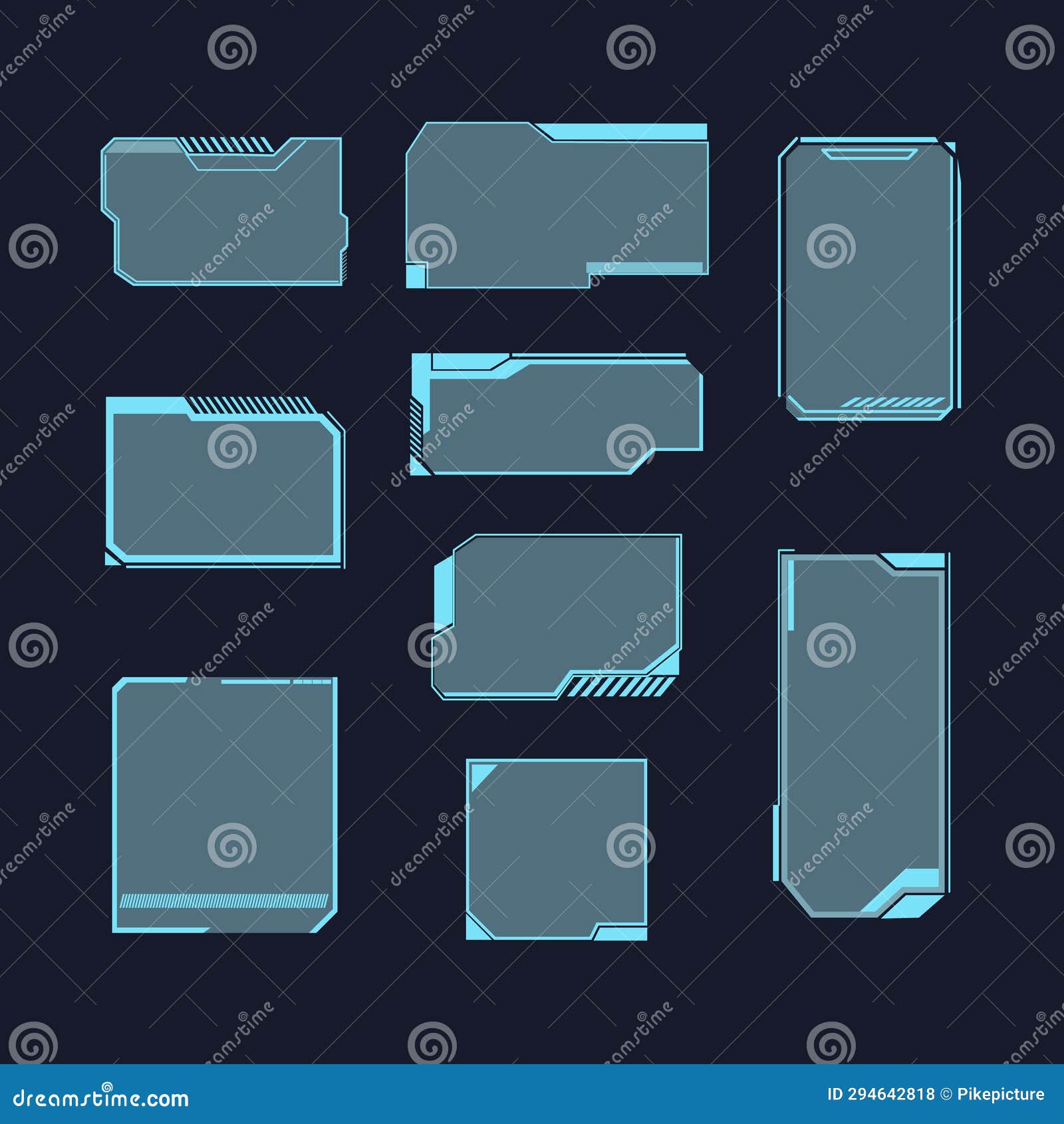 Hud Frame Set Cartoon Vector Illustration Stock Vector - Illustration ...