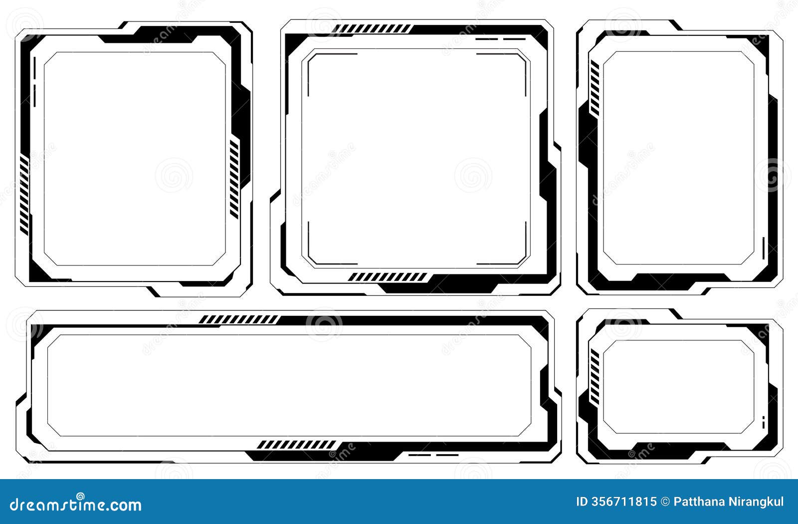 HUD Frames Black User Interface Elements Set Design Modern Technology ...