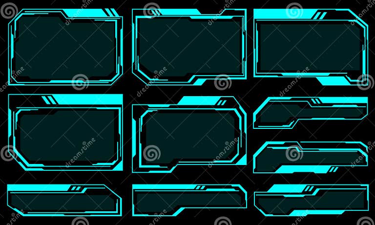 Hud Frames Blue User Interface Elements Design Modern Technology ...