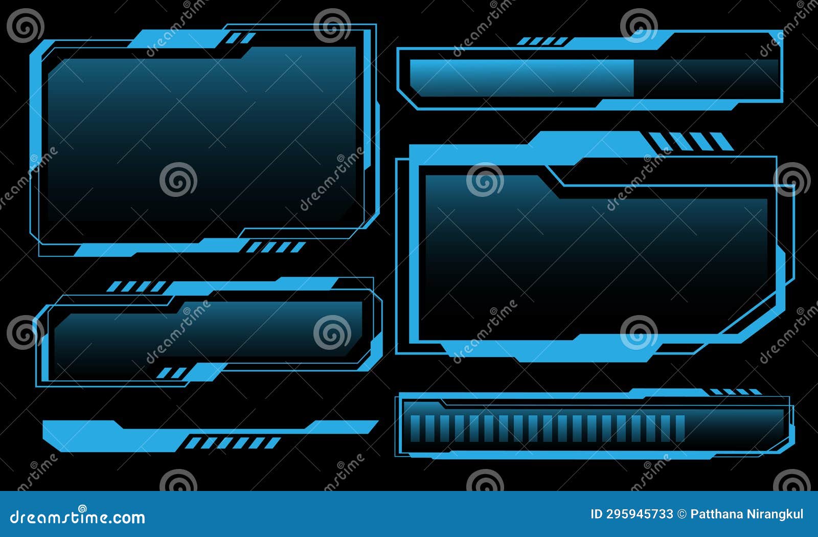 Hud Frames Blue User Interface Elements Design Modern Technology ...