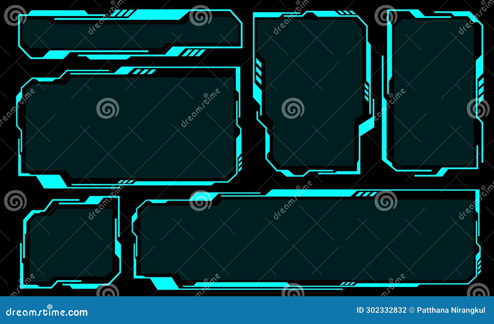 Hud Frames Blue User Interface Elements Design Modern Technology ...