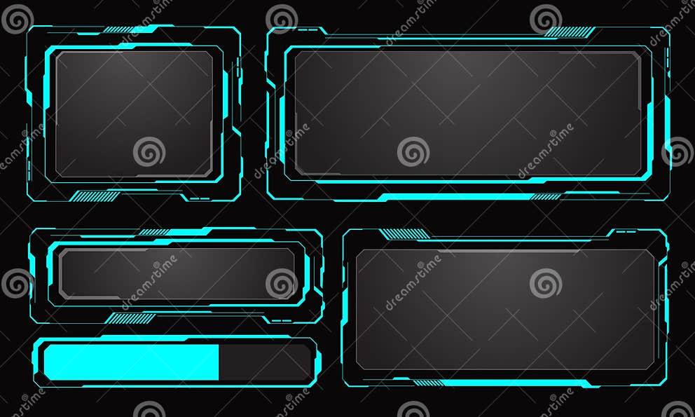 HUD Frames Blue User Interface Elements Design Modern Technology ...