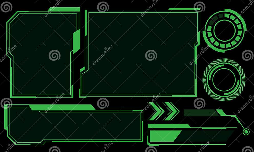 Hud Frames Green User Interface Elements Design Modern Technology ...