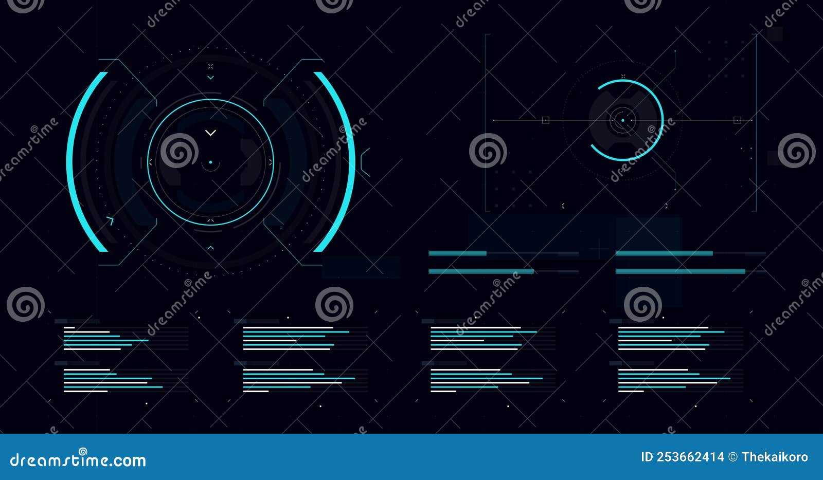 HUD FUI Template for Widescreen without Text 001 Stock Vector ...