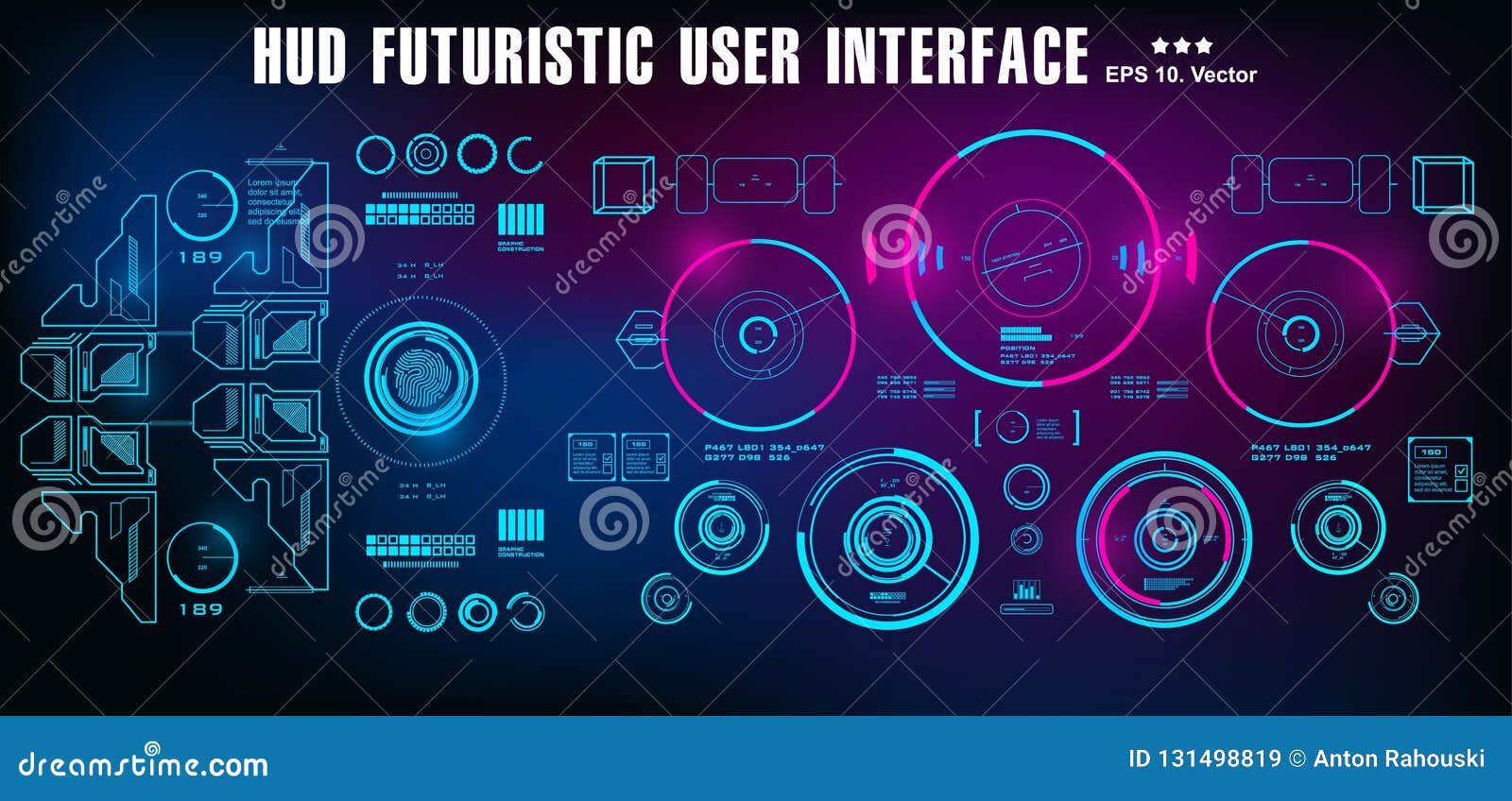 HUD Futuristic Blue User Interface, Dashboard Display Virtual Reality ... HUD Futuristic Blue User Interface, Dashboard Display Virtual Reality ...