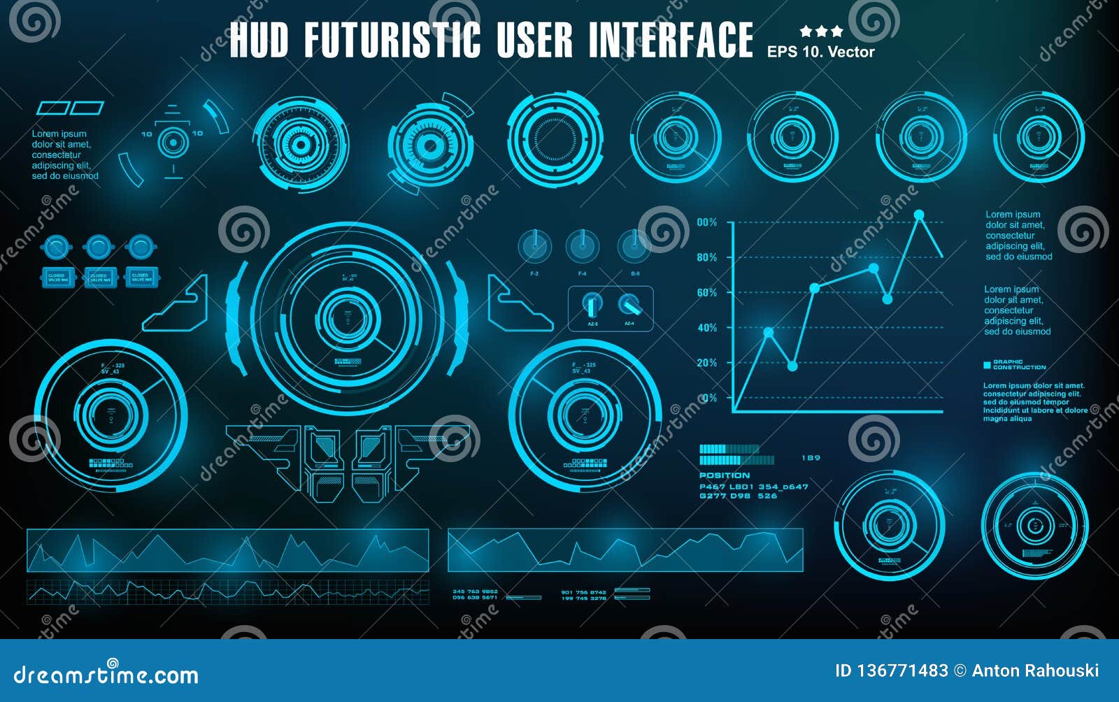 HUD Futuristic Blue User Interface, Dashboard Display Virtual Reality ... HUD Futuristic Blue User Interface, Dashboard Display Virtual Reality ...