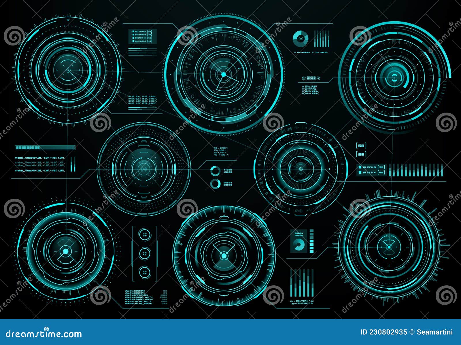 HUD Futuristic Circular Interface Screen Panel Stock Vector ...